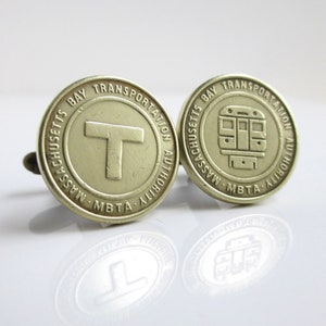 BOSTON T Token Cuff Links Repurposed Vintage Brass MBTA - Etsy