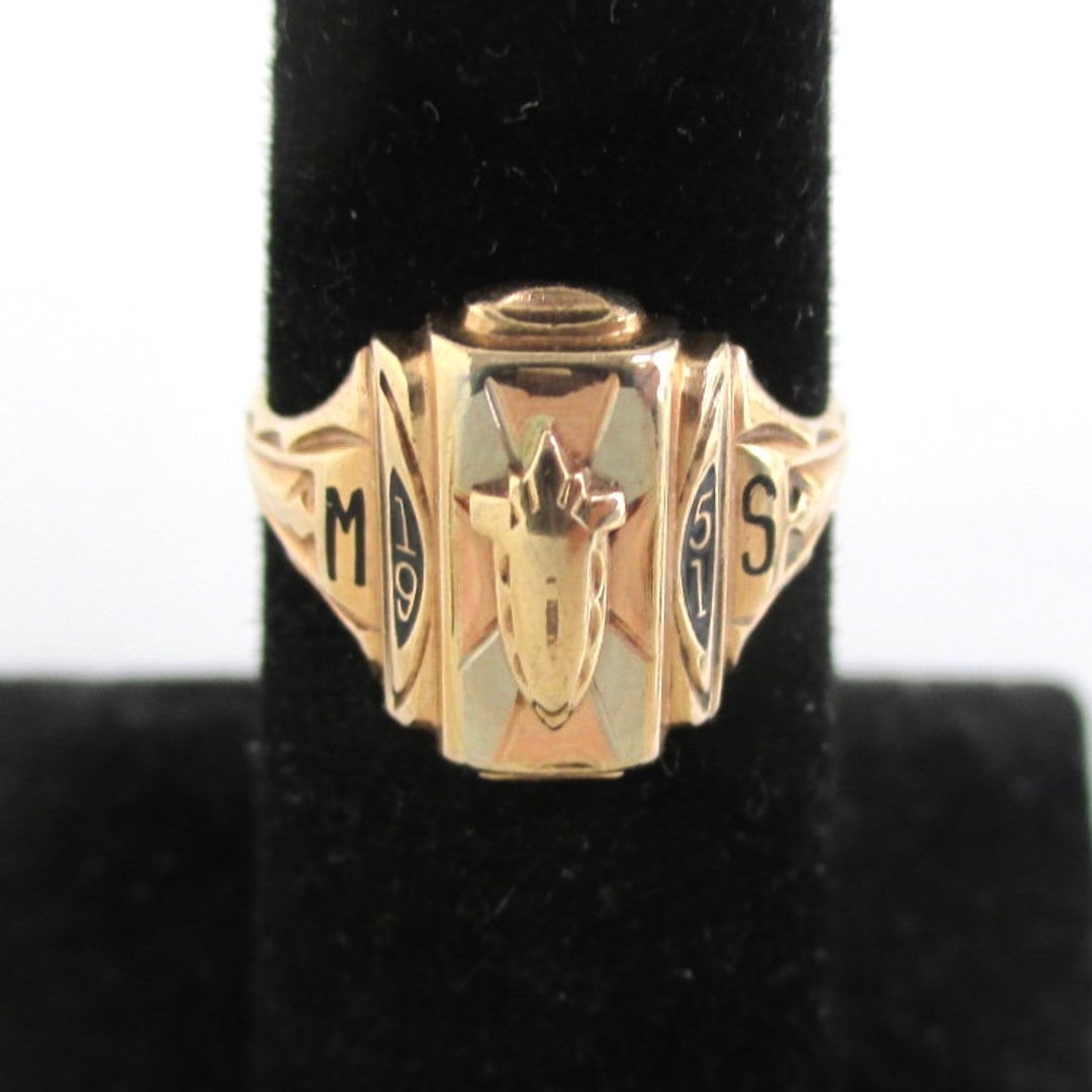 1951 10K Solid Gold Class Ring Vintage Josten Women's - Etsy