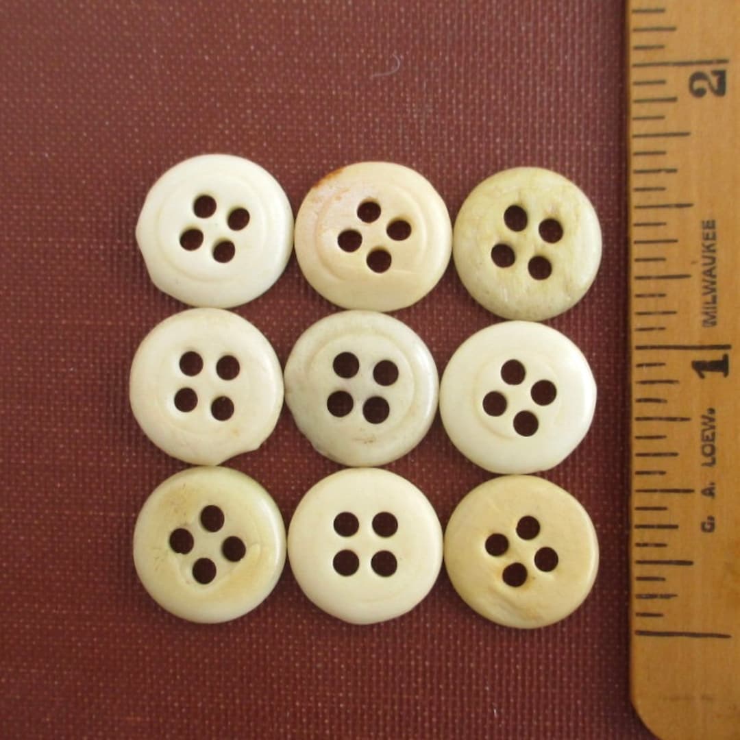 9 Antique Bone Buttons Vintage 4 Hole Shape 14mm about 9/16 Diameter - Etsy