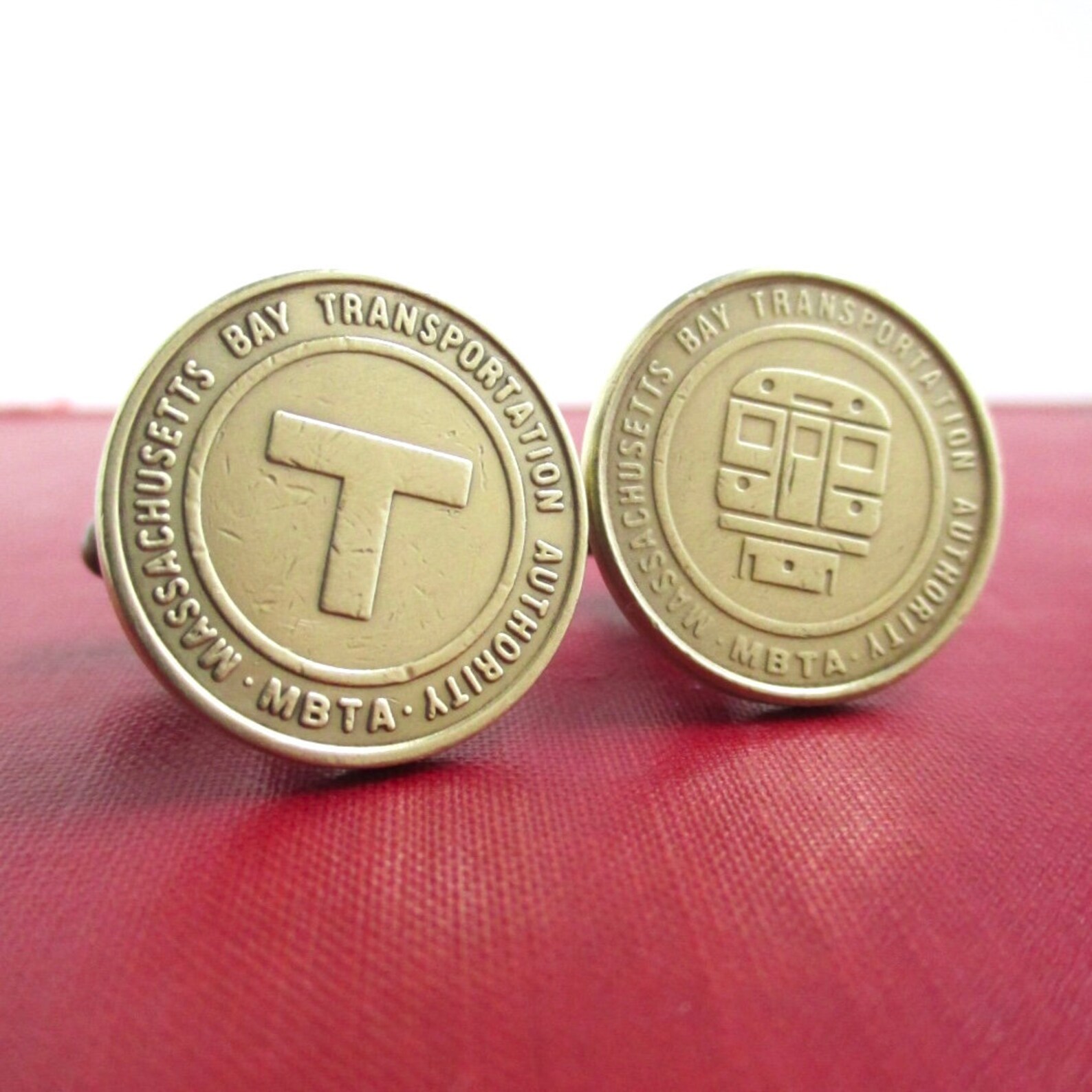 BOSTON T Token Cuff Links Repurposed Vintage Brass MBTA - Etsy
