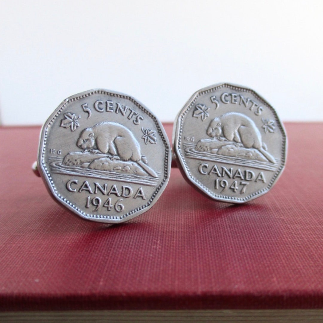Canadian Beaver Nickel Coin Cuff Links - Repurposed Vintage 1950's ...