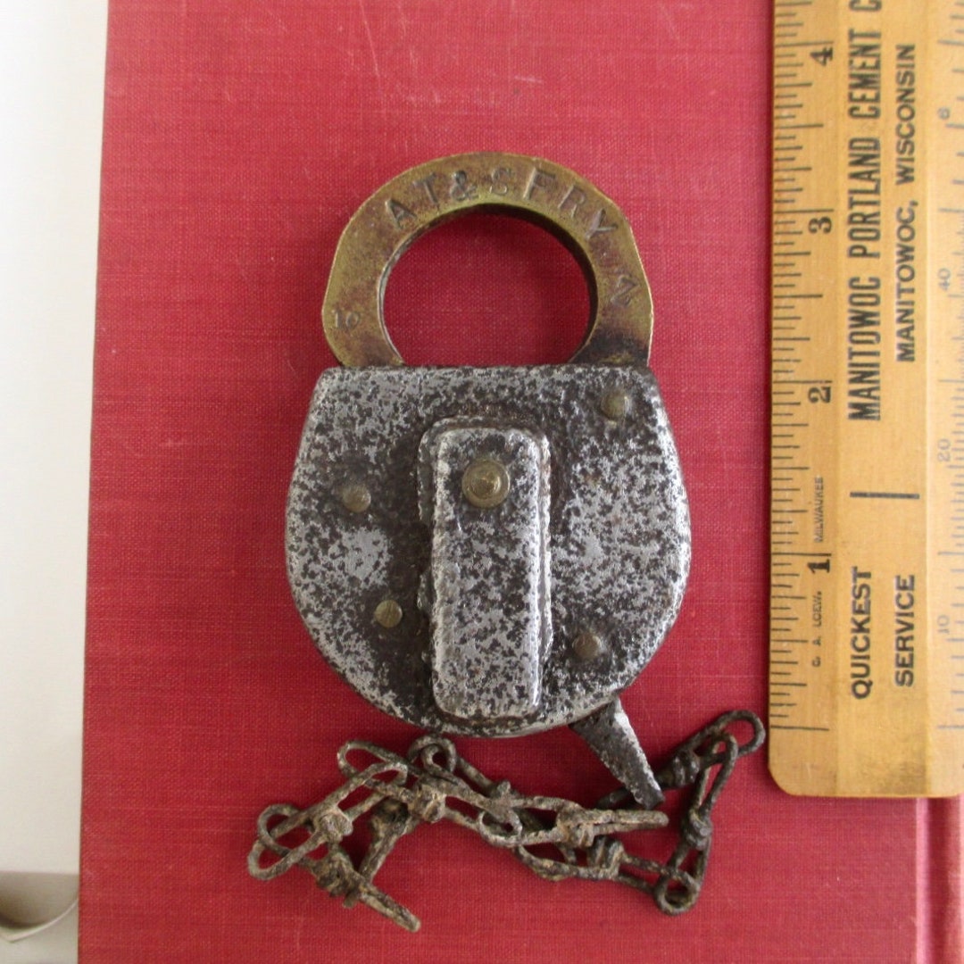 AT&SF Railroad Padlock - Unique Two Tone Heavy Vintage / Antique ...