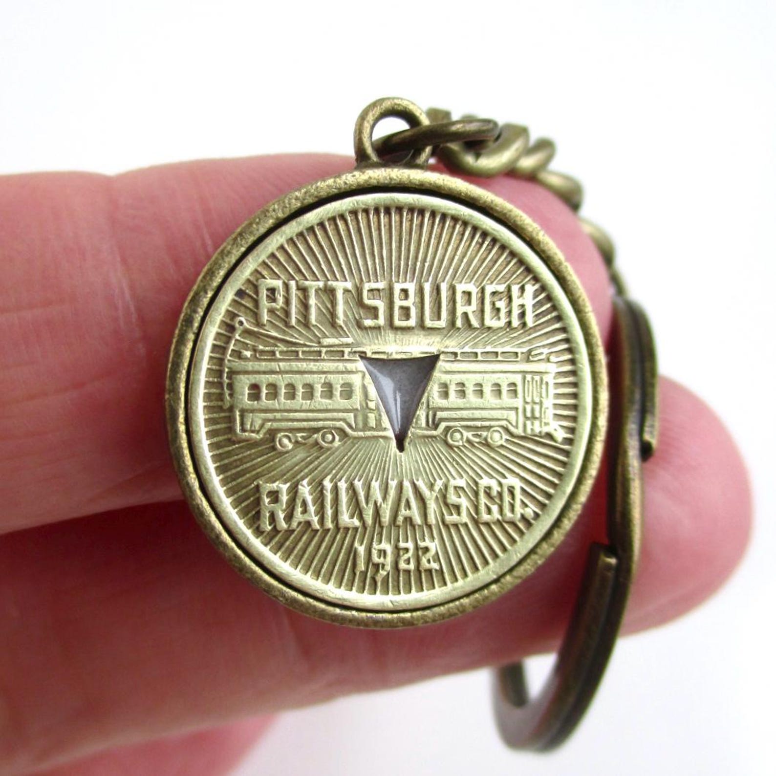 PITTSBURGH Railways Token Key Chain - Repurposed 1922 Vintage Gold Tone ...