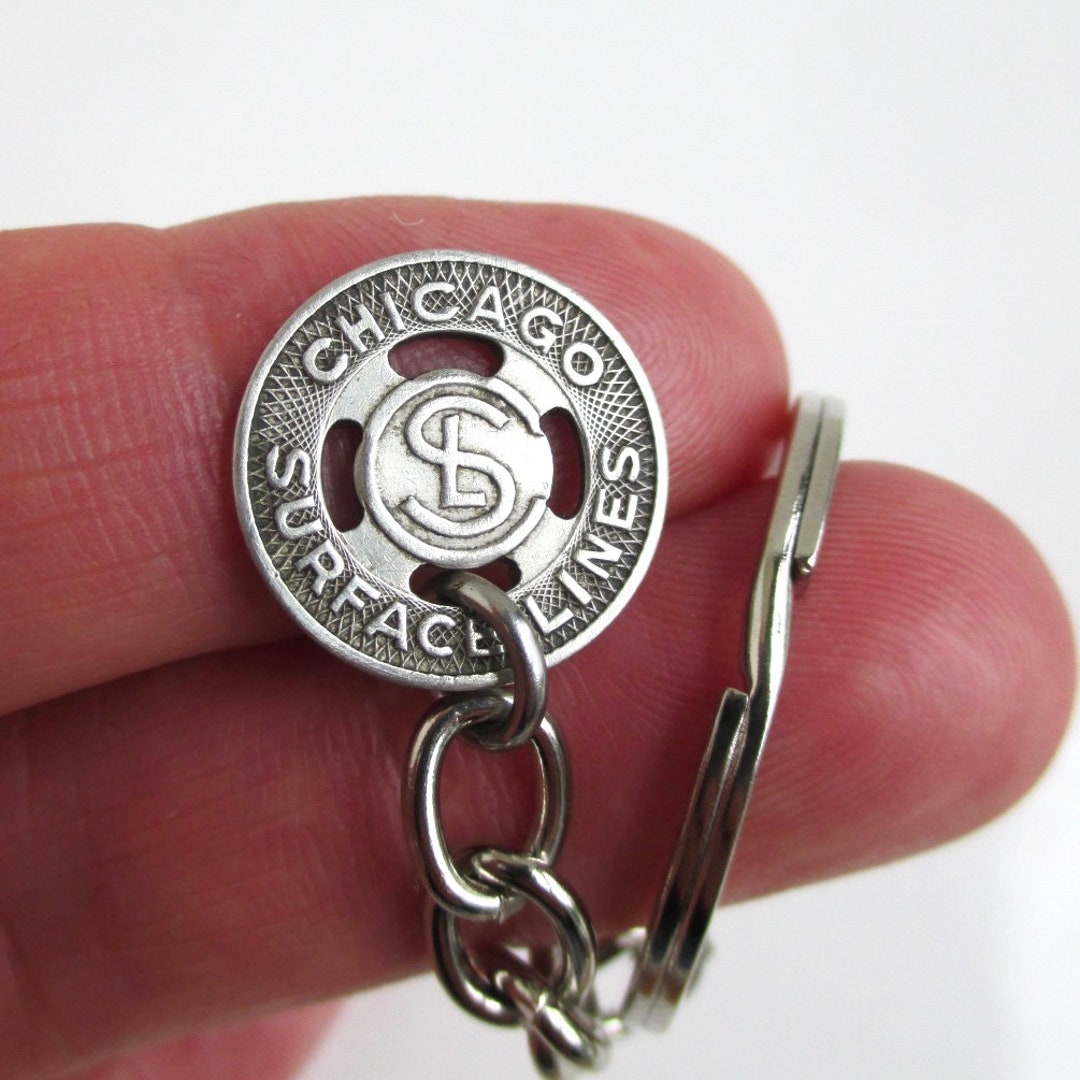 CHICAGO Surface Lines Transit Token Keychain Repurposed Vintage 1940's ...