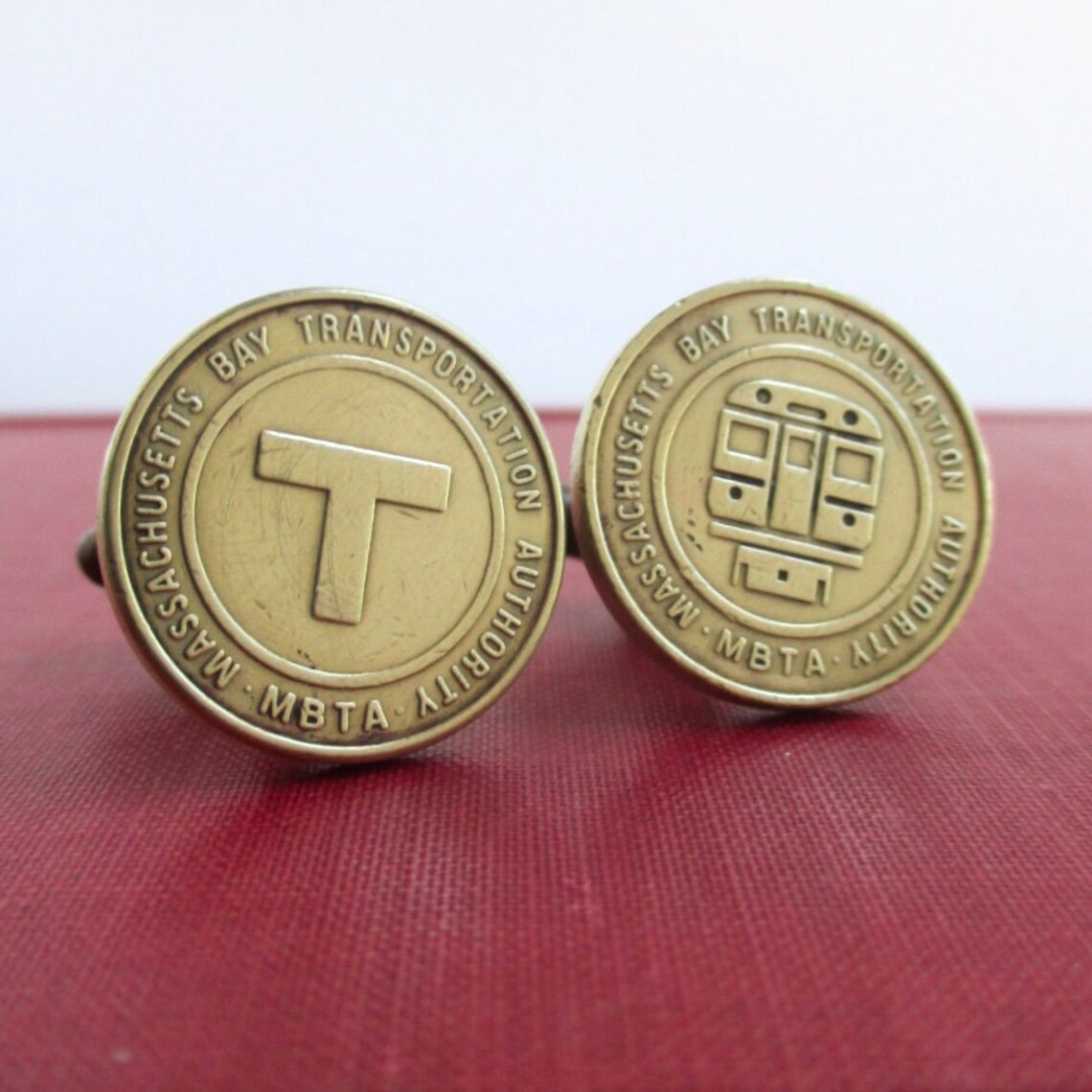 BOSTON T Token Cuff Links Repurposed Vintage Brass MBTA | Etsy