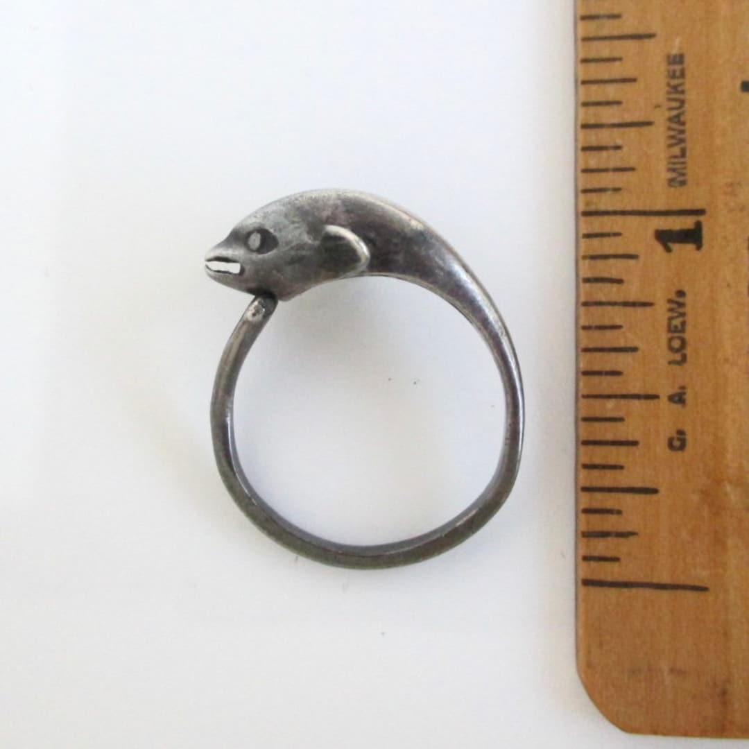 Sterling Silver Fish or Dolphin Bypass Ring Vintage, Size 8.75 ...