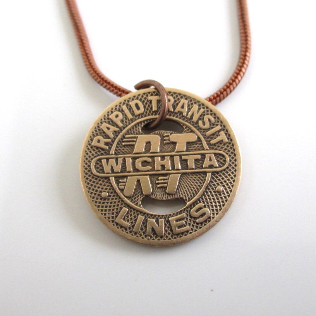 WICHITA Transit Token Pendant Necklace Repurposed Vintage Coin Choose ...