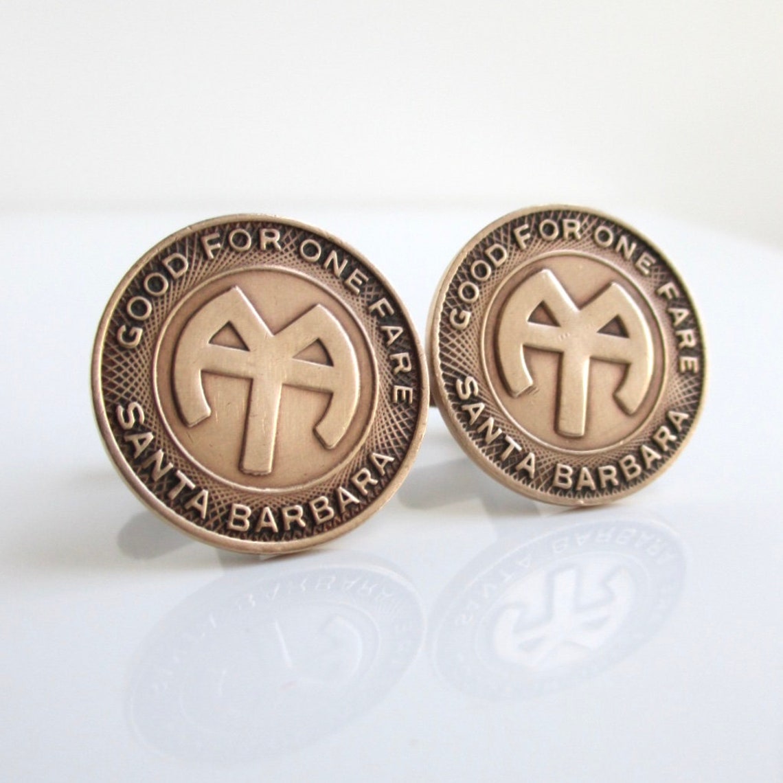 SANTA BARBARA Transit Token Cuff Links - Repurposed Vintage Solid ...