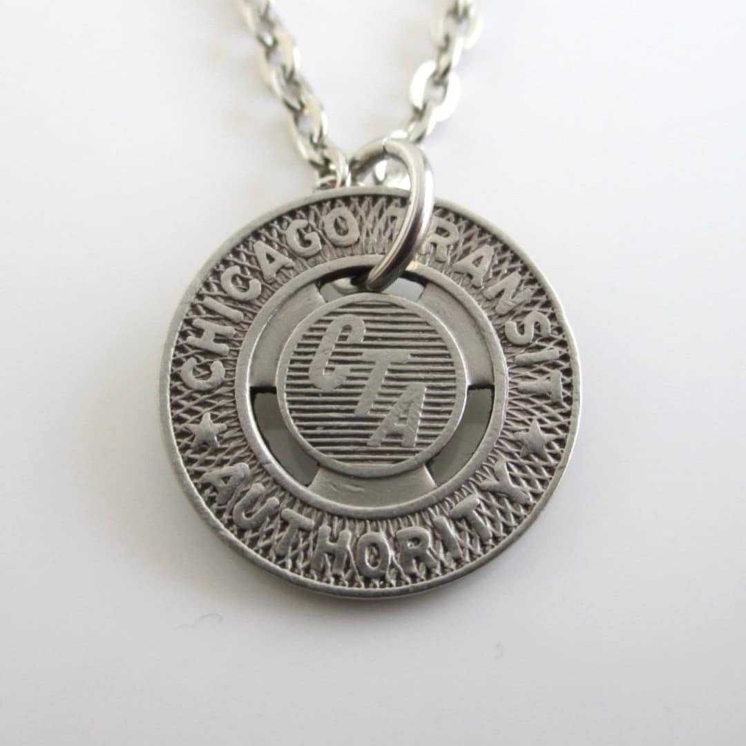 CHICAGO CTA Token Pendant Necklace Repurposed Vintage Transit Token ...