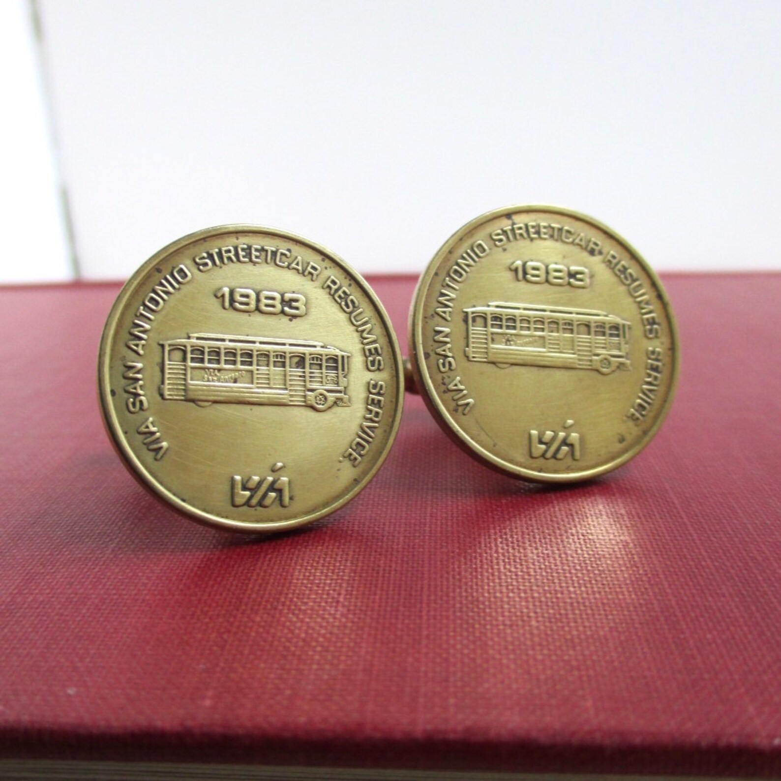 SAN ANTONIO Streetcar Token Cuff Links Repurposed 1983 | Etsy
