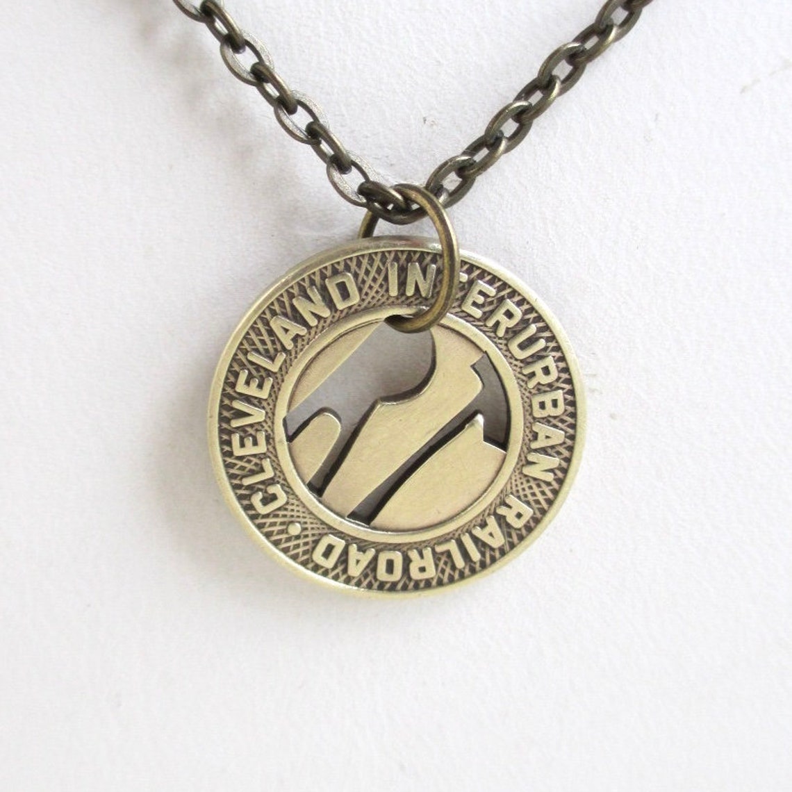 CLEVELAND Railroad Token Necklace - Repurposed Vintage 1930's Solid ...