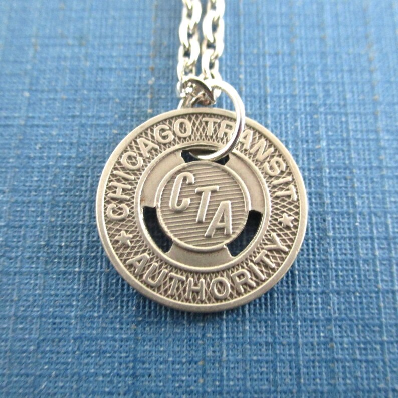 CHICAGO CTA Token Pendant Necklace Repurposed Vintage | Etsy