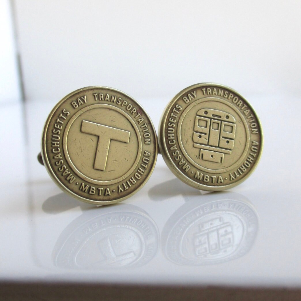 BOSTON T Token Cuff Links Repurposed Vintage Brass MBTA | Etsy