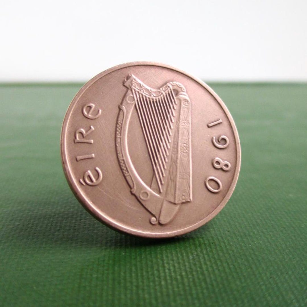 Ireland Coin Tie Tack / Lapel Pin - Repurposed Vintage Solid Bronze ...
