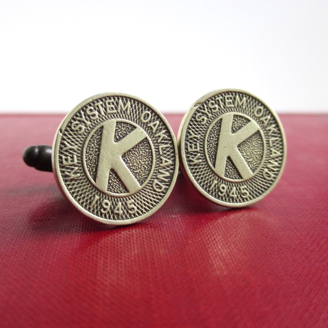 OAKLAND 1945 Key System Token Cuff Links - Repurposed Vintage Gold Tone ...