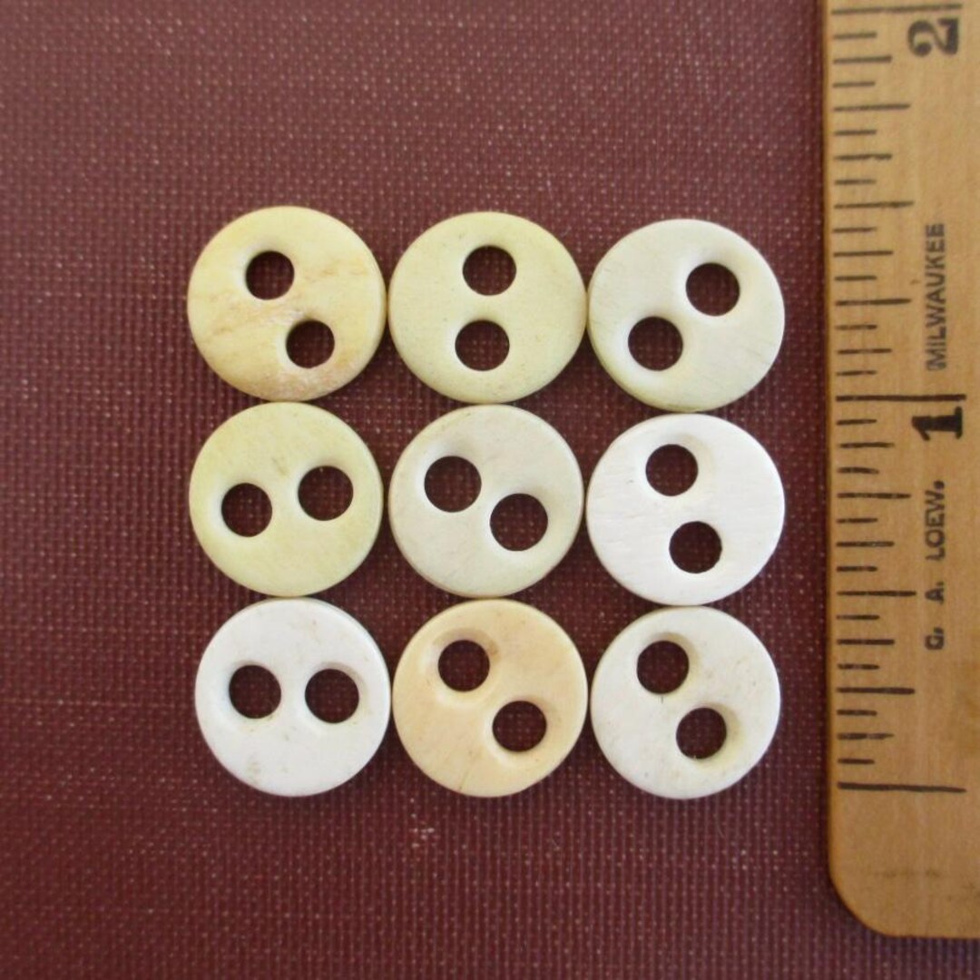 9 Vintage Bone Buttons - Antique Two Hole Eye Shape Buttons, 12-13mm (1 ...