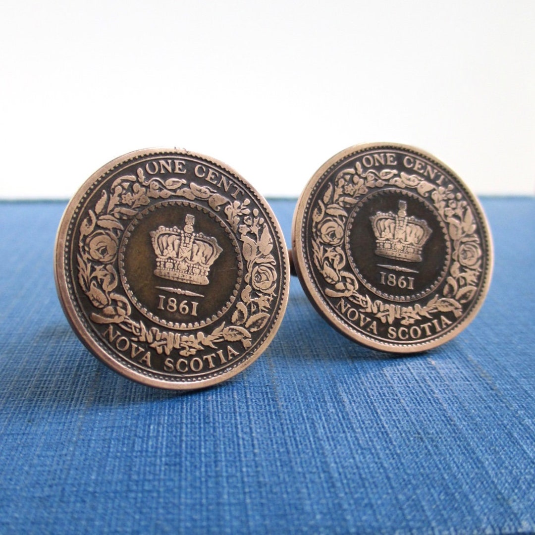1861 Nova Scotia Coin Cuff Links One Cent Large Penny - Etsy