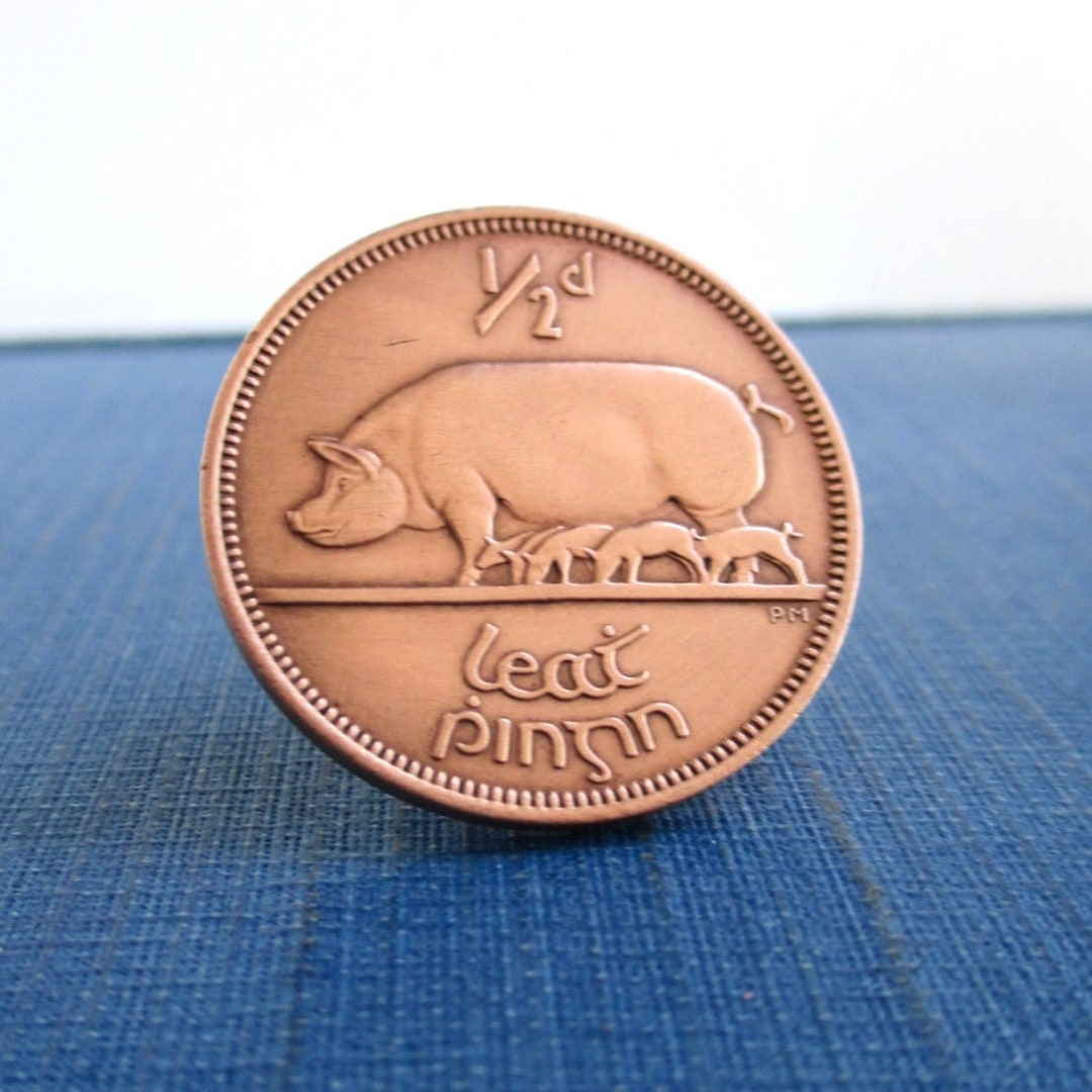Ireland 1953 Coin Tie Tack / Lapel Pin - Repurposed Vintage Large Solid ...