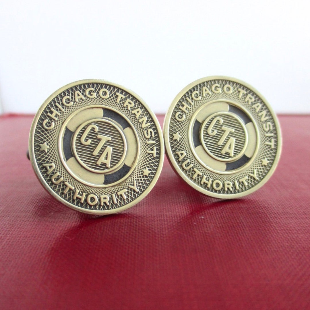 CHICAGO CTA Token Cuff Links Repurposed Vintage 1950's Gold Tone Coins ...