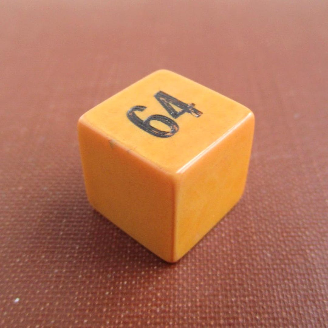 Bakelite Cube - Vintage Yellow W/ Black "64" & Blank Sides - About 5/8 ...