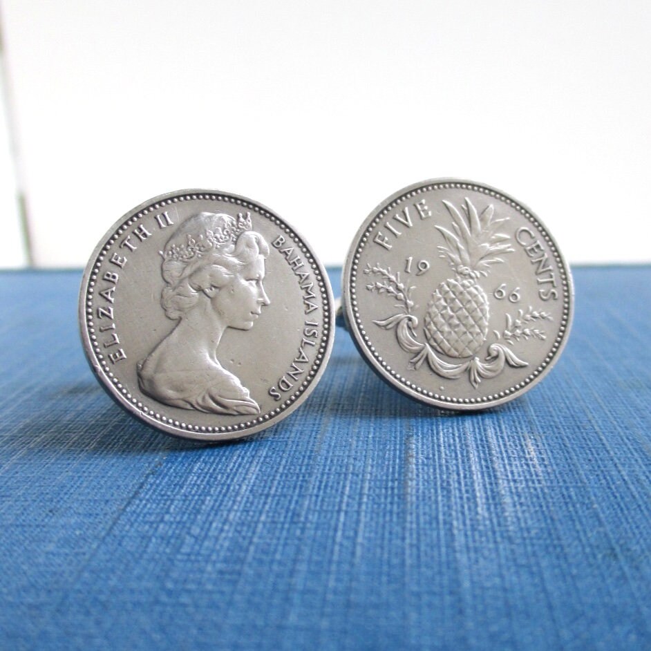BAHAMAS Coin Cuff Links Repurposed Vintage Bahama Islands | Etsy