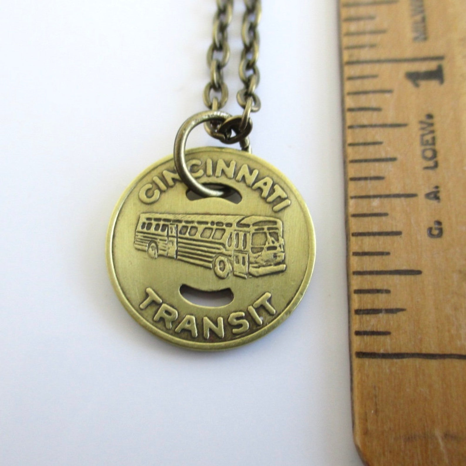 CINCINNATI Transit Token Pendant Necklace Repurposed Vintage - Etsy