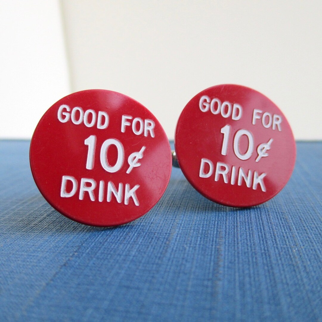Bar Token Cuff Links Repurposed Vintage 10c Red Drink Tokens - Etsy