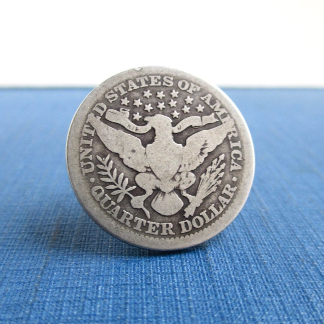 Barber Quarter Tie Tack / Lapel Pin Repurposed .900 Silver USA Vintage ...