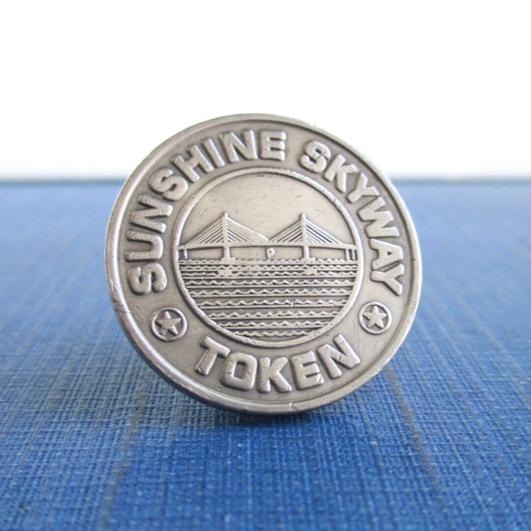 Florida Sunshine Skyway Coin Tie Tack / Lapel Pin - Repurposed Vintage St. Petersburg Transit ...