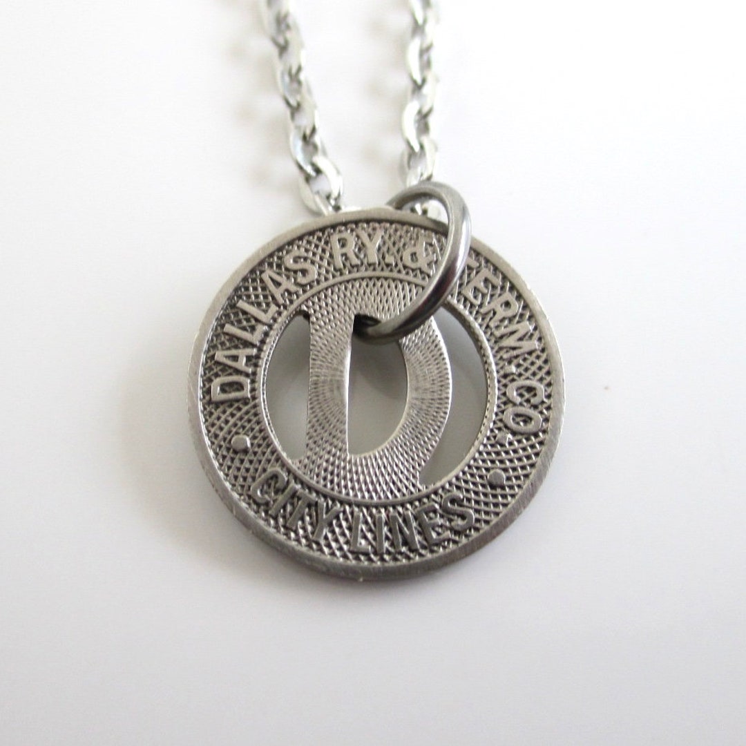 Dallas Railway Token Pendant Necklace - Repurposed Vintage Transit ...