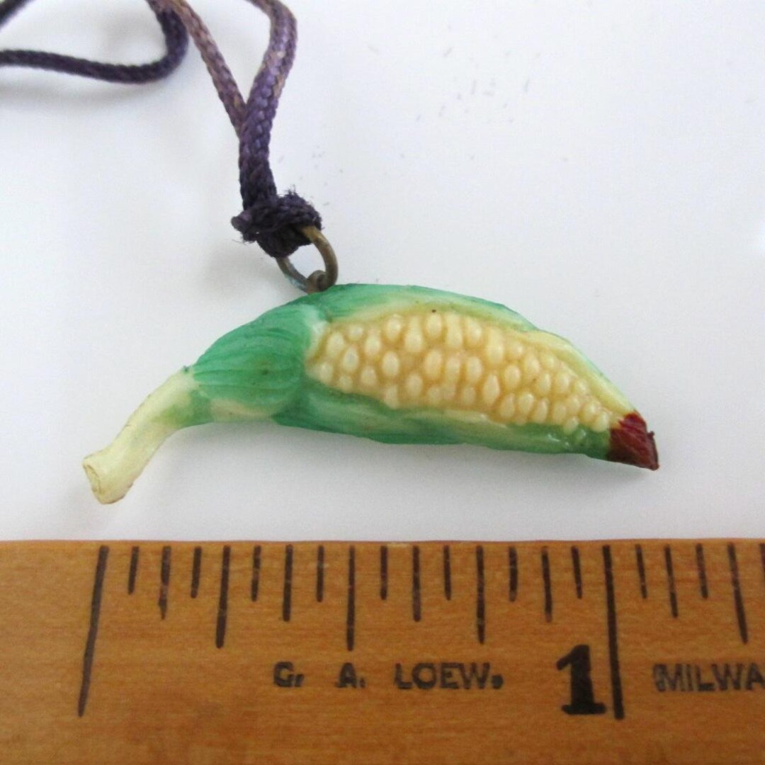 Corn Celluloid Charm - Vintage Corn Cob W/ Surface Coloring & Texture ...