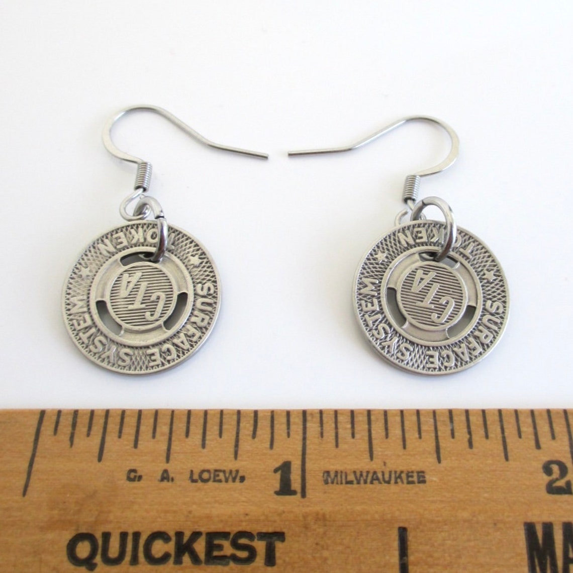 CHICAGO CTA Token Earrings Repurposed Vintage Transit Token | Etsy