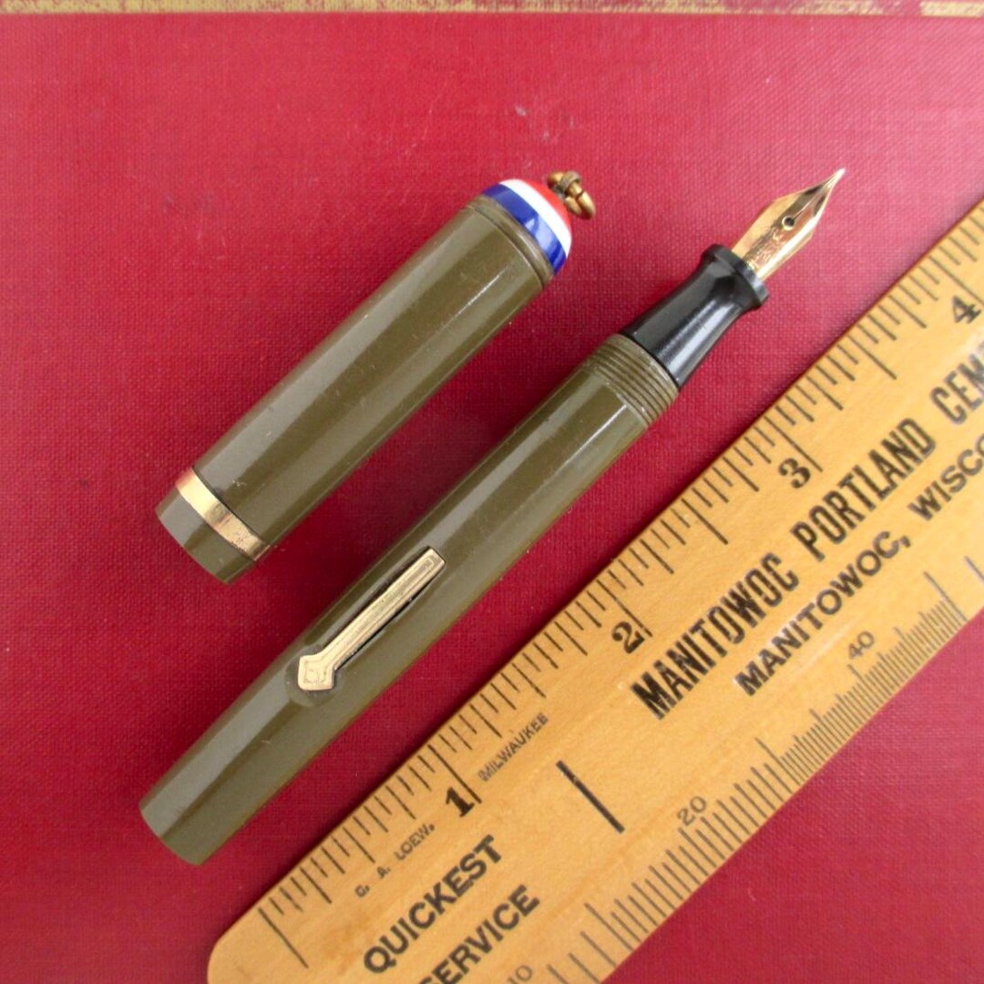 Morrison "the Patriot" Fountain Pen - Vintage Green Ring Top W/ Unusual ...