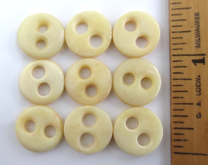 9 Vintage Bone Buttons - Antique Two Hole Eye Shape Clothing Buttons ...