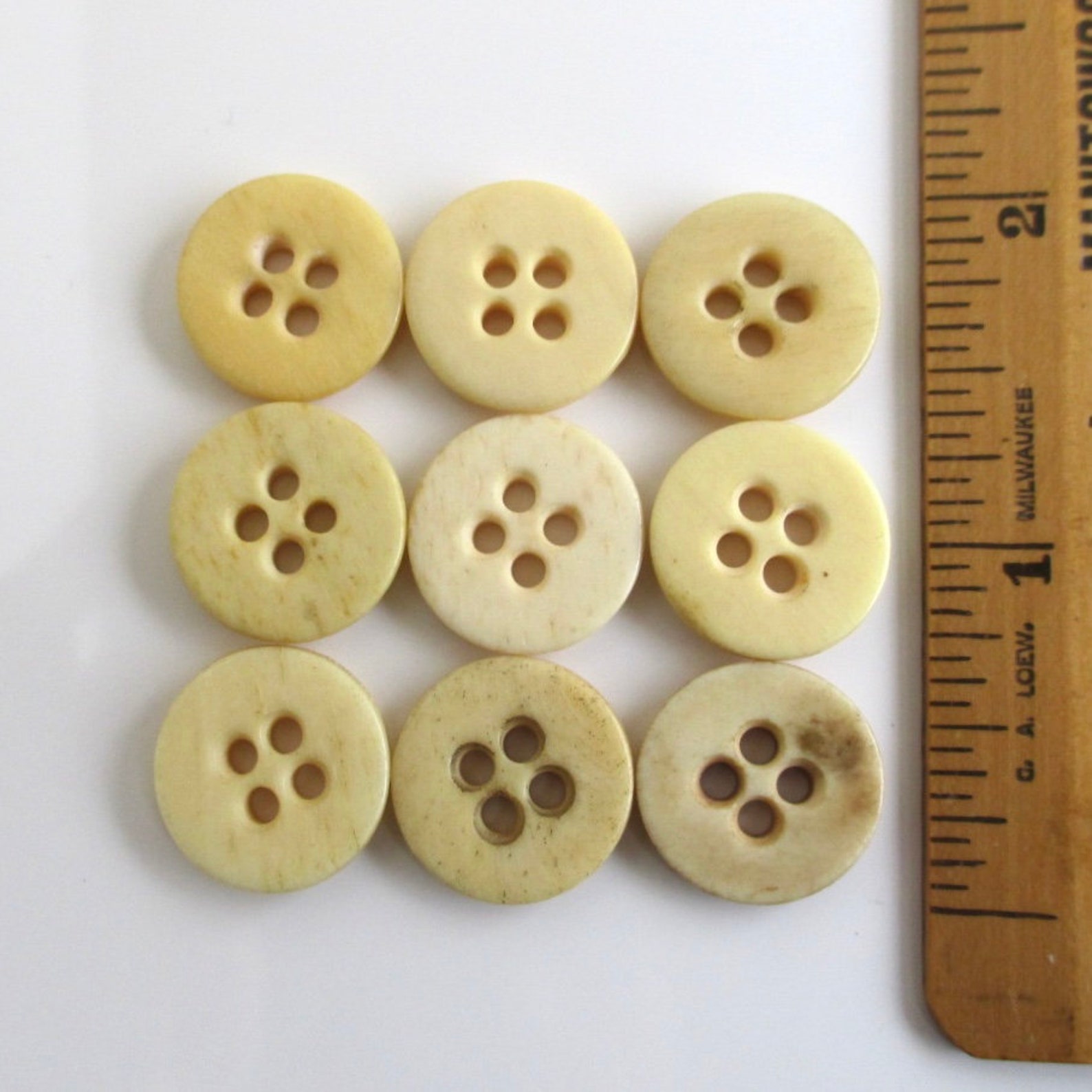 9 Large Antique Bone Buttons Vintage 4 Hole Larger 17mm or - Etsy