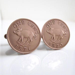 Razorback Wild Hog Coin Cuff Links - Repurposed Vintage Solid Bronze ...