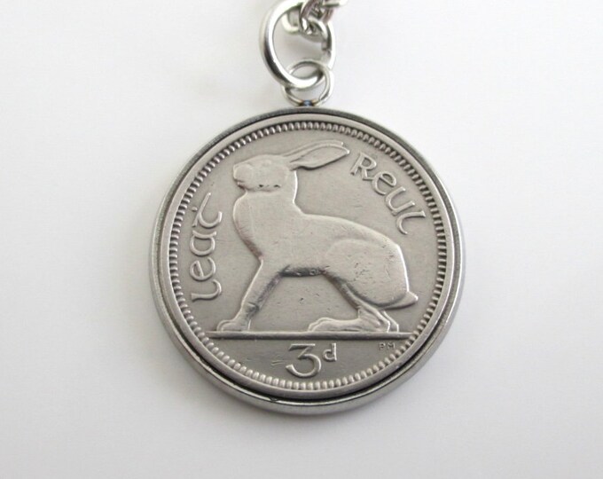 Irish Lucky Rabbit Coin Pendant Necklace Repurposed Vintage Eire ...