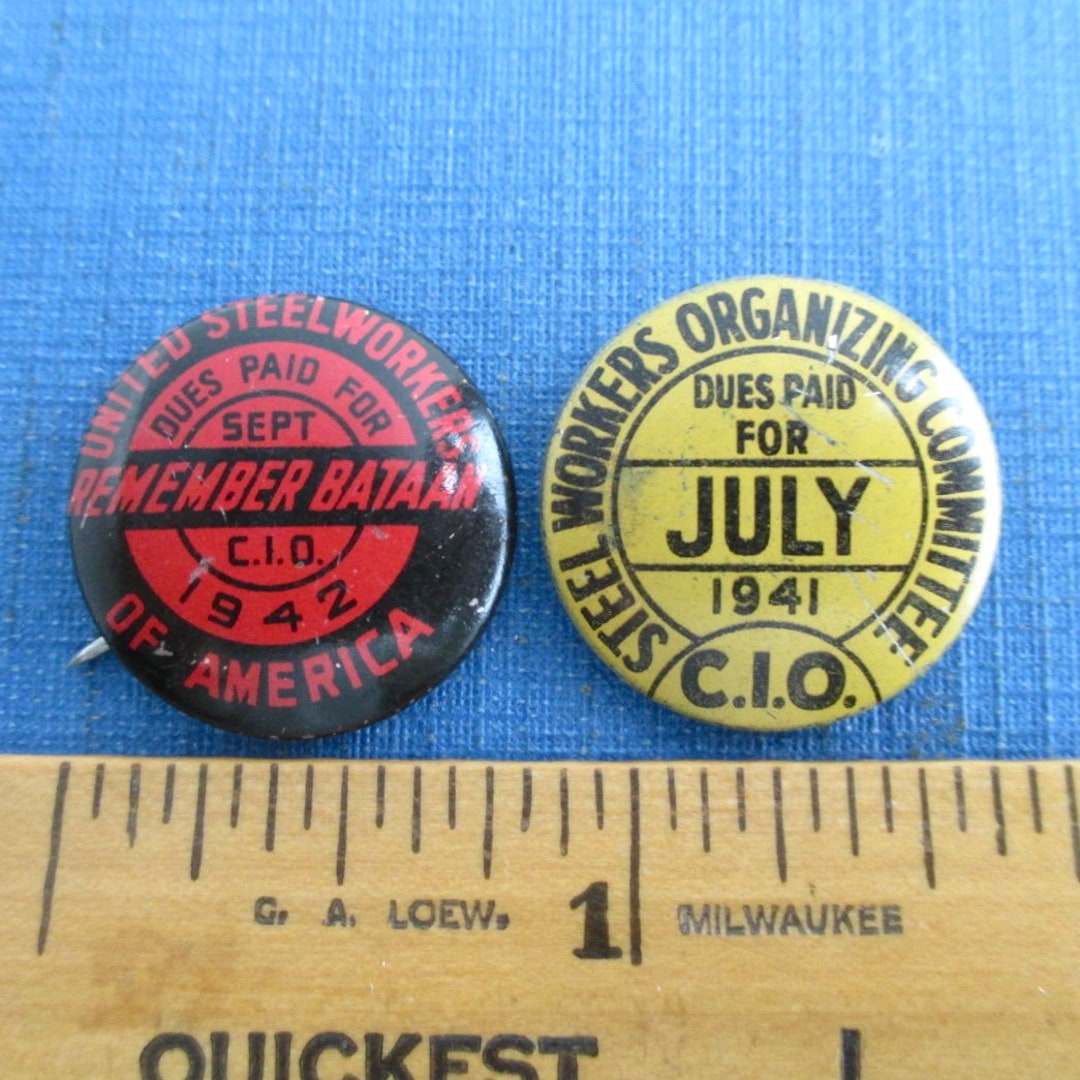 1941 & 1942 C.I.O. Steel Workers Union Pinback Buttons - Vintage ...