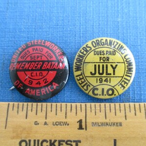 1941 & 1942 C.I.O. Steel Workers Union Pinback Buttons Vintage, United ...