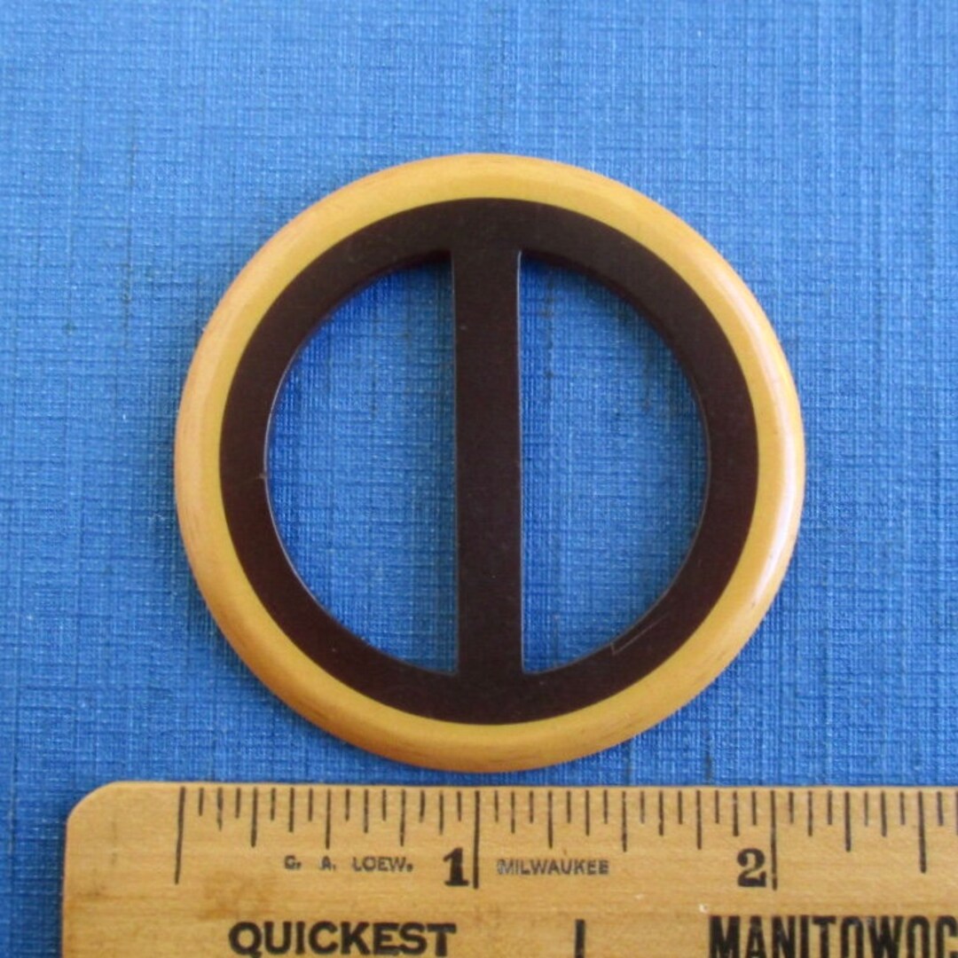 Yellow & Translucent Brown Bakelite Buckle - Vintage, Two Color Design ...