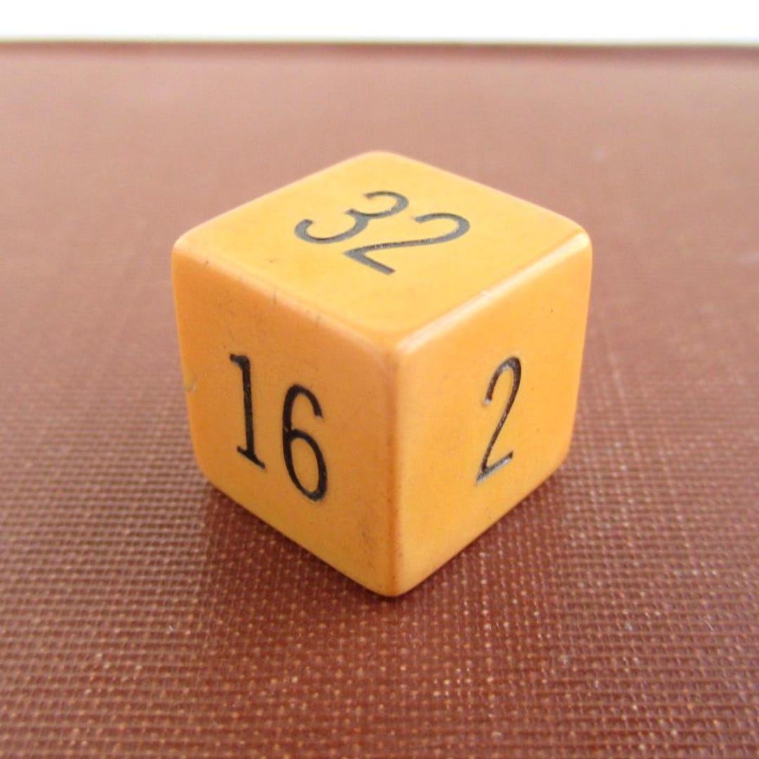 Bakelite Backgammon Doubling Cube - Vintage Yellow W/ Black & Red Number Coloring - About 5/8 ...