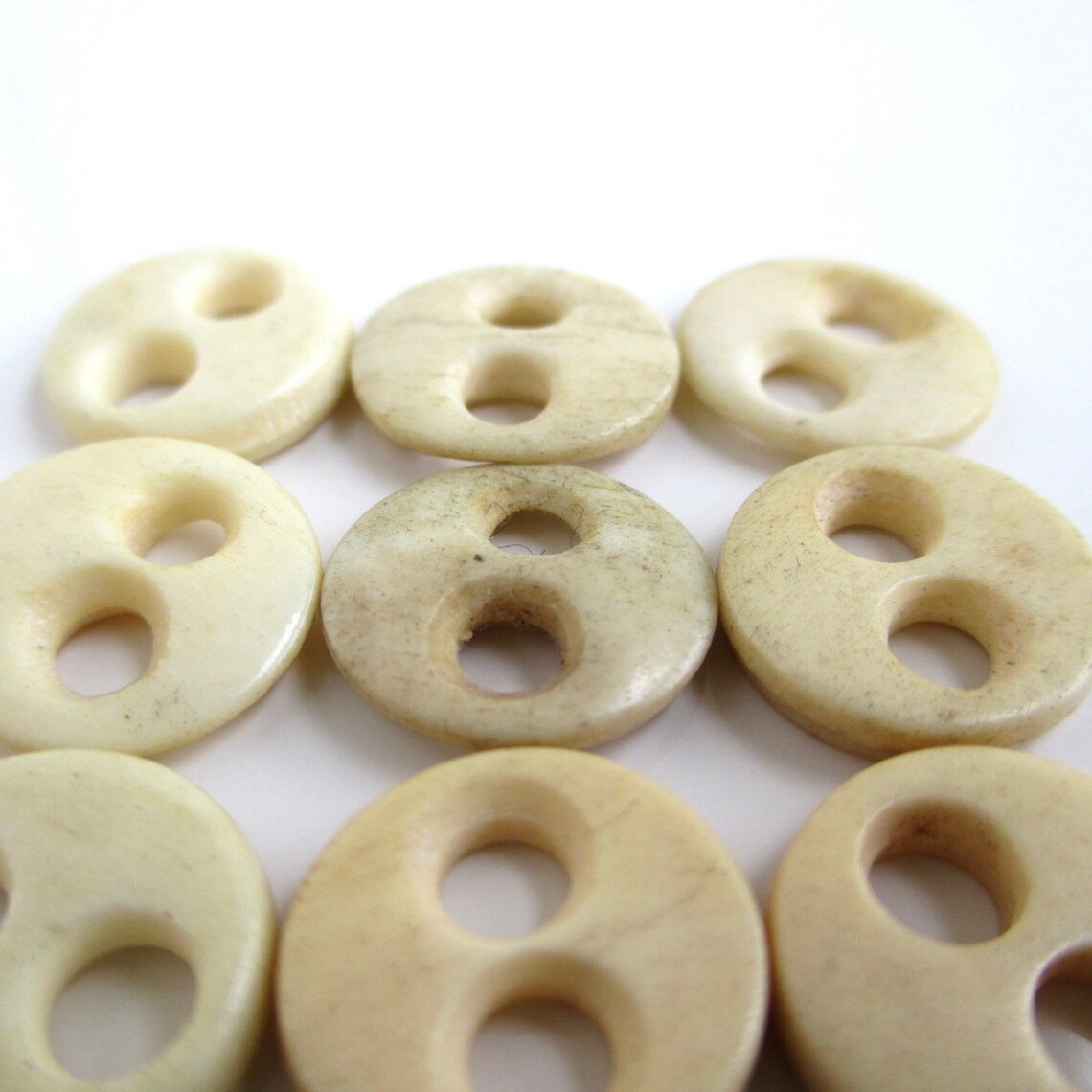 9 Vintage Bone Buttons Antique Two Hole Eye Shape Clothing - Etsy