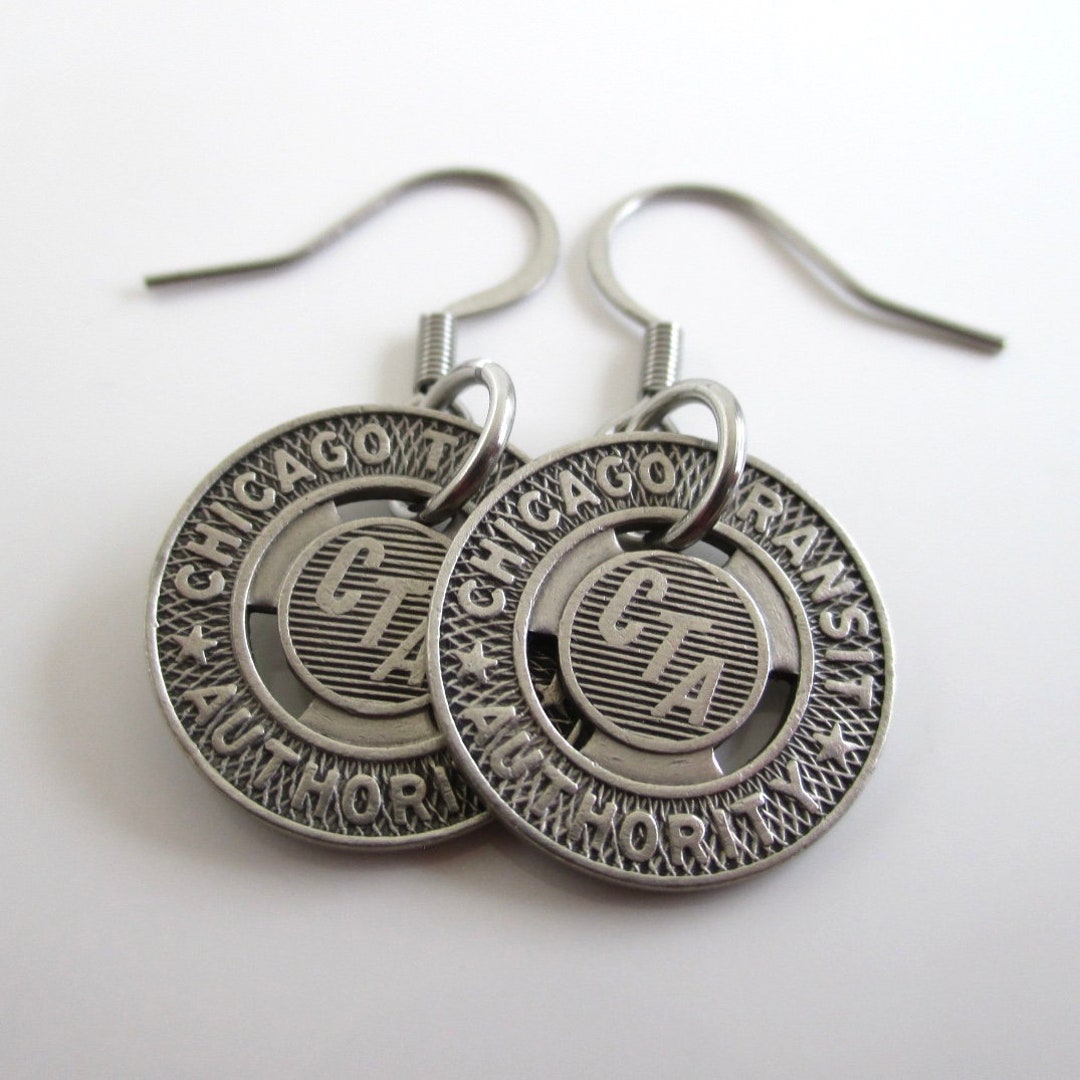 CHICAGO CTA Token Earrings Repurposed Vintage Transit Token - Etsy