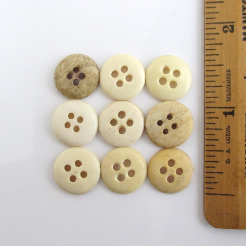 9 Antique Bone Buttons Vintage 4 Hole Shape 13-14mm A | Etsy