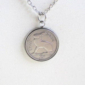 Irish Lucky Rabbit Coin Pendant Necklace Repurposed Vintage - Etsy