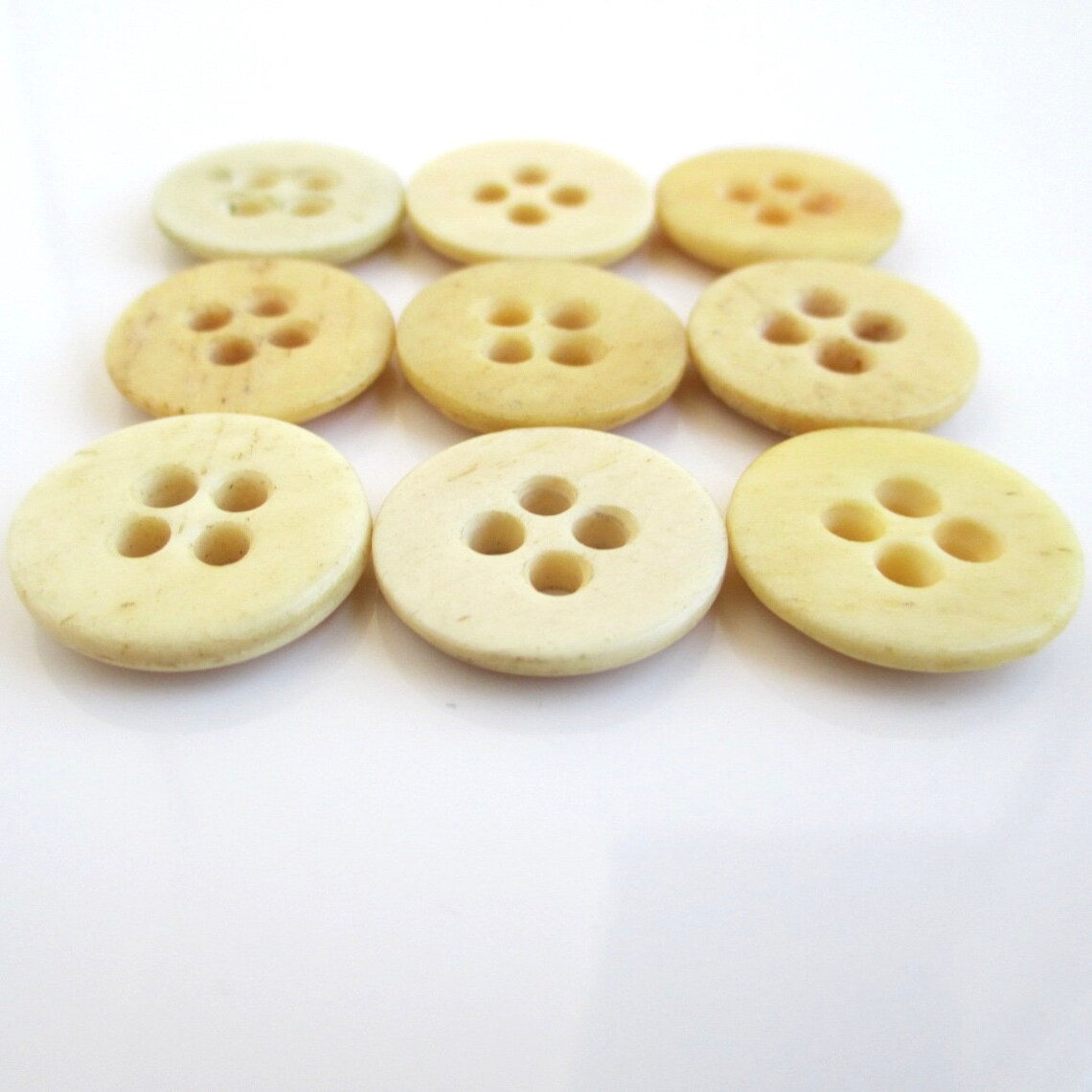 9 Large Antique Bone Buttons Vintage 4 Hole Larger 17mm or - Etsy