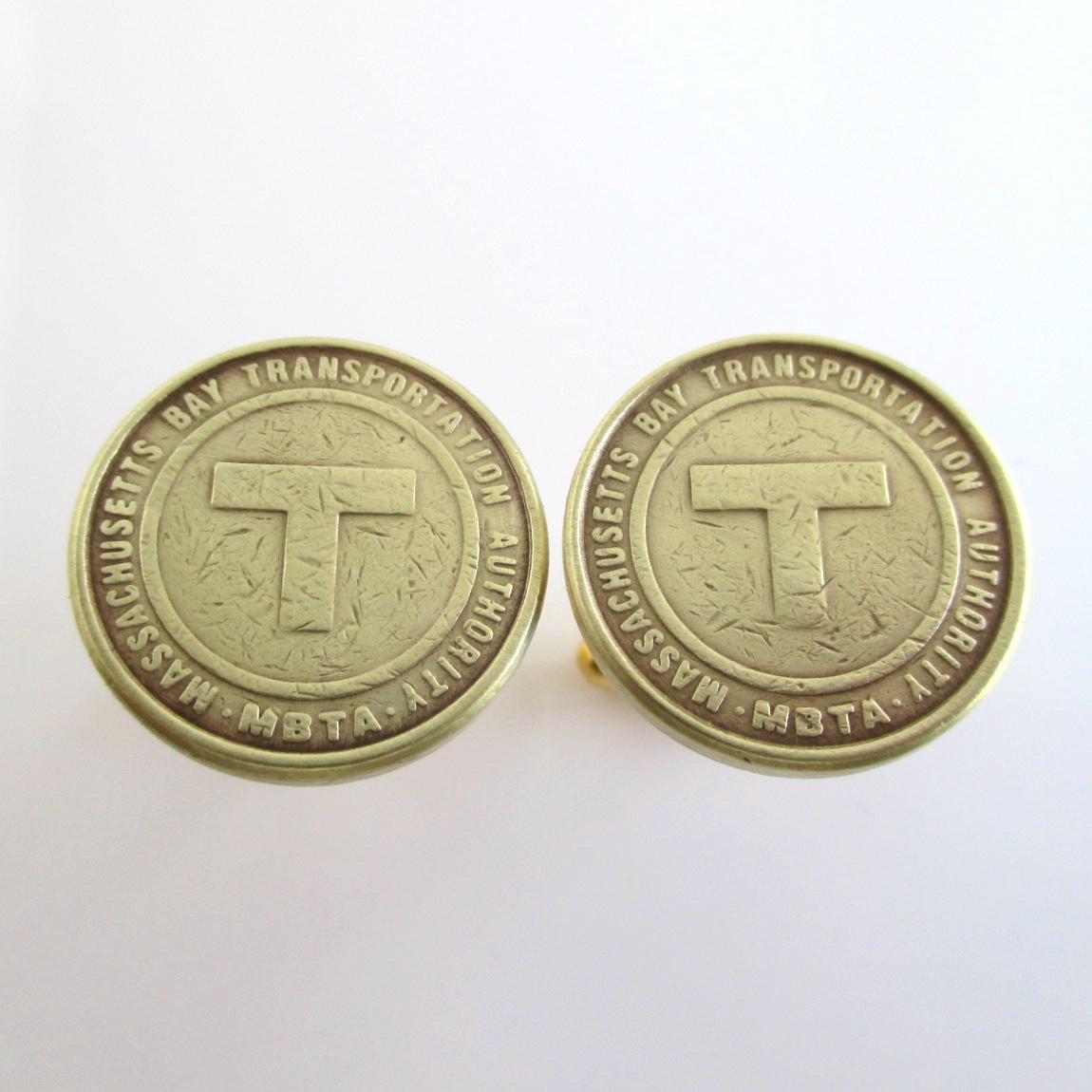 BOSTON T Token Cuff Links - Repurposed Vintage Gold Tone Transit Tokens ...