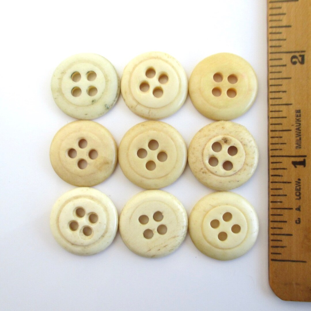 9 Large Antique Bone Buttons Vintage 4 Hole Larger 17mm or - Etsy