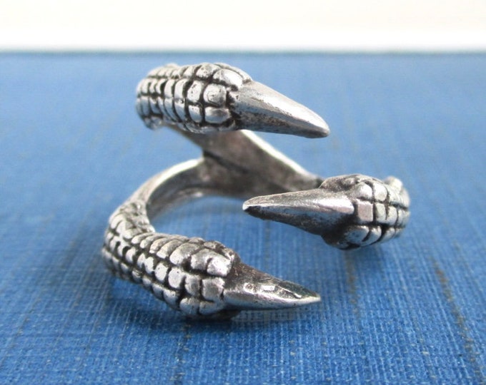 Claw or Talon Ring Adjustable Size Silver Tone Bypass Ring - Etsy