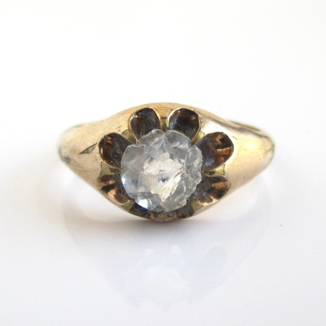 Antique Gold Filled Ring W/ Chipped Colorless Stone Vintage, Size 11.25 ...